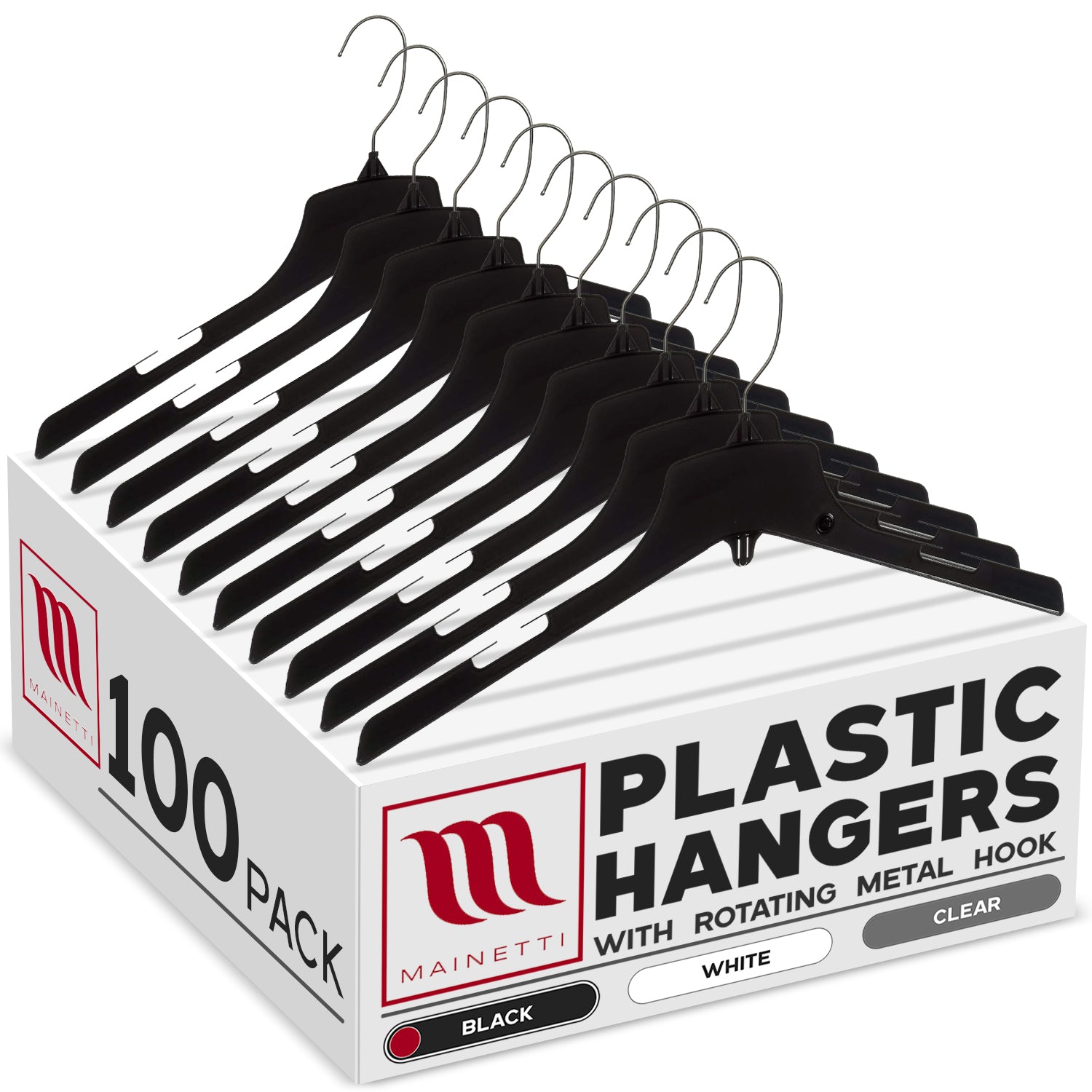 Mainetti 3328, 17" Heavy Duty Black Plastic, Jacket Coat Outerwear Han ...