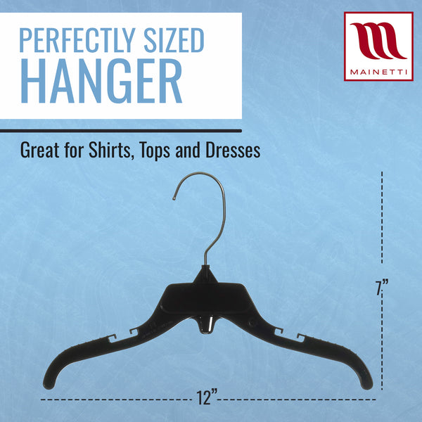 Mainetti 498, 12" Black Plastic, Shirt Top Dress Hangers, with turnabl ...