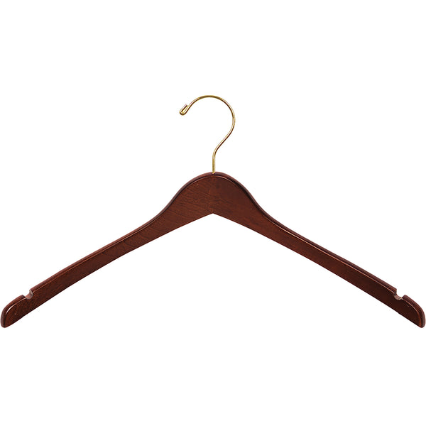 17" Contoured Wooden Jacket Hanger - Mainetti USA